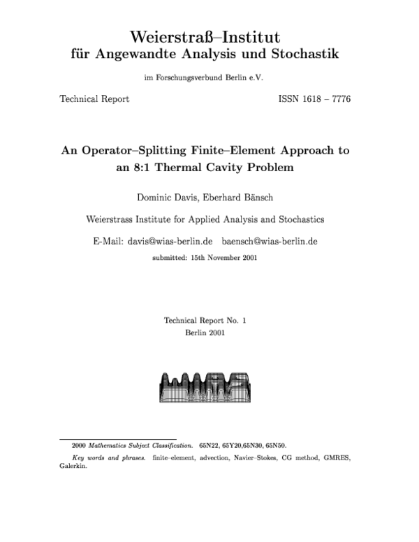Pdf An Operator Splitting Finite Element Approach To The 81 Thermal Cavity Problem Eberhard 0928