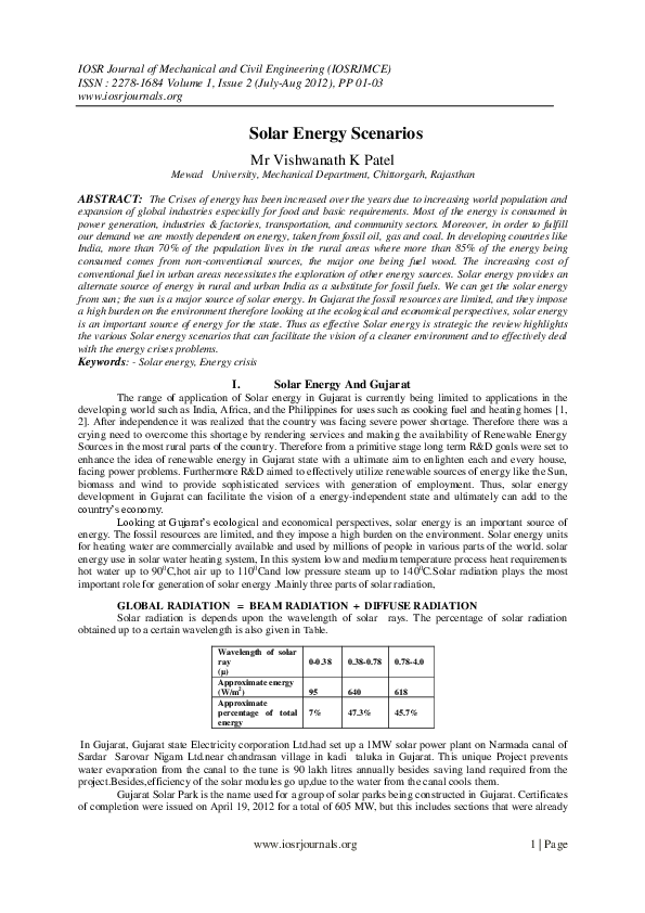 (PDF) Solar Energy Scenarios