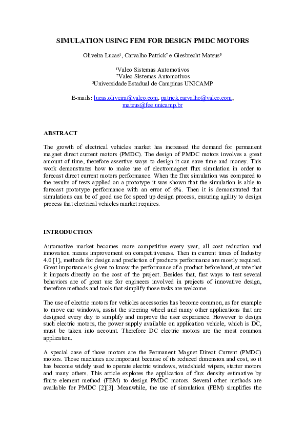 (PDF) Simulation Using Fem for Design PMDC Motors