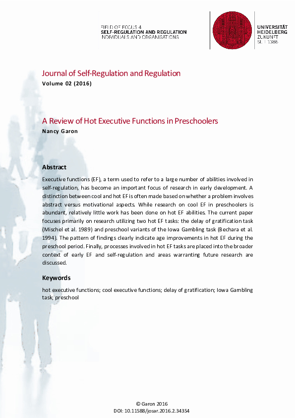 (PDF) A review of hot executive functions in preschoolers
