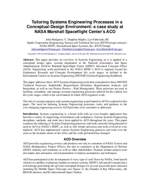(PDF) 1.3.2 Tailoring Systems Engineering Processes in a Conceptual ...