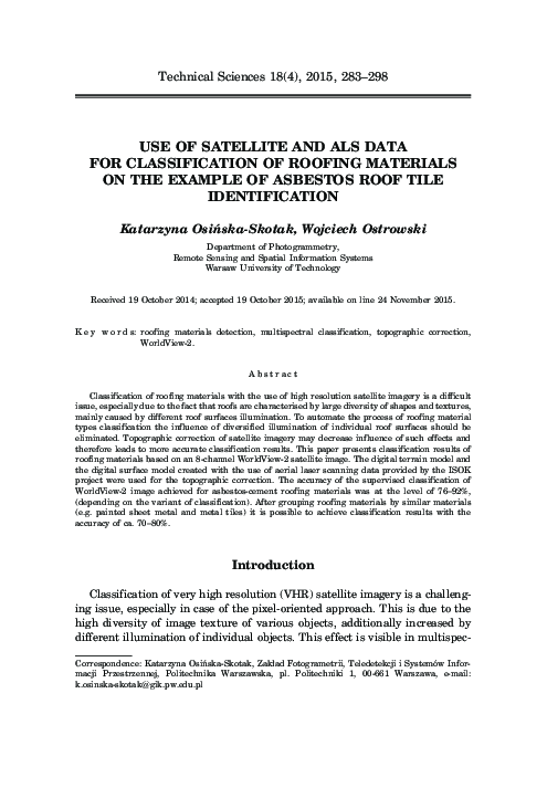 (PDF) Use of satellite and ALS data for classification of roofing ...