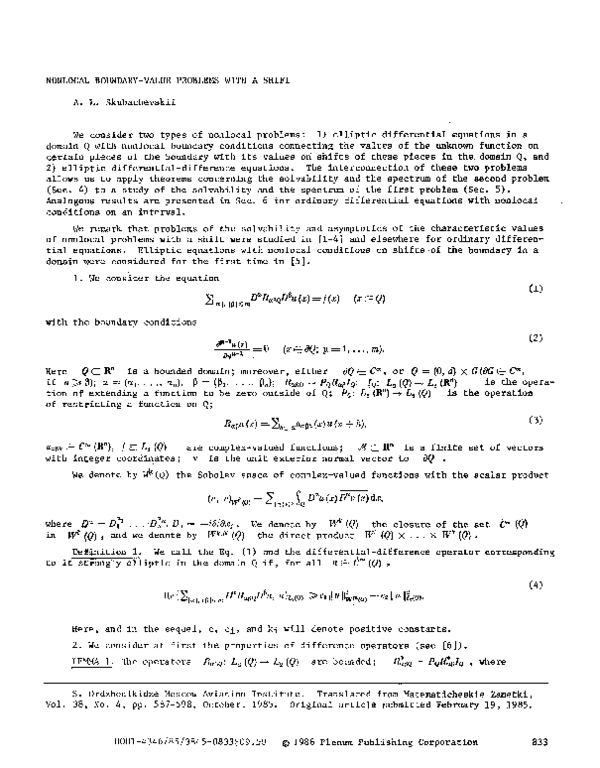 (PDF) Nonlocal boundary-value problems with a shift