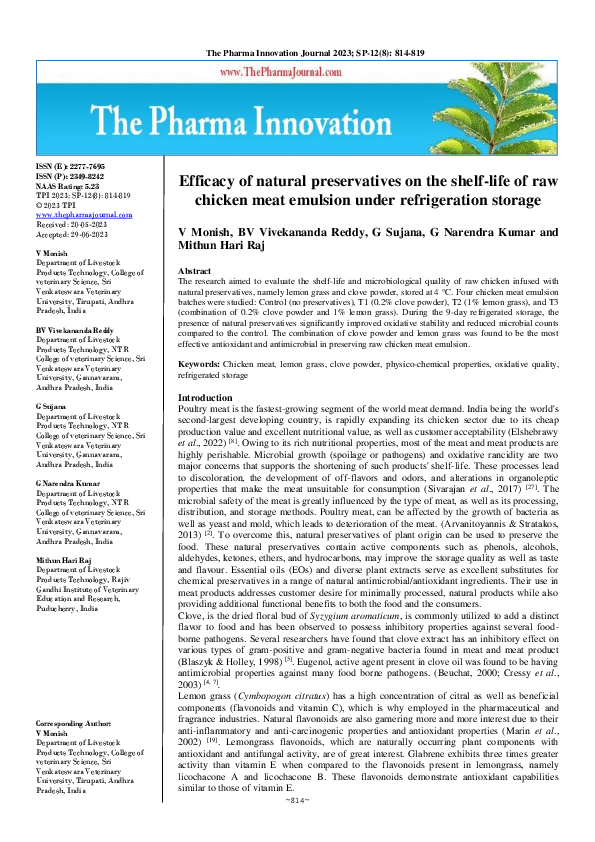 (PDF) Efficacy of natural preservatives on the shelf-life of raw ...