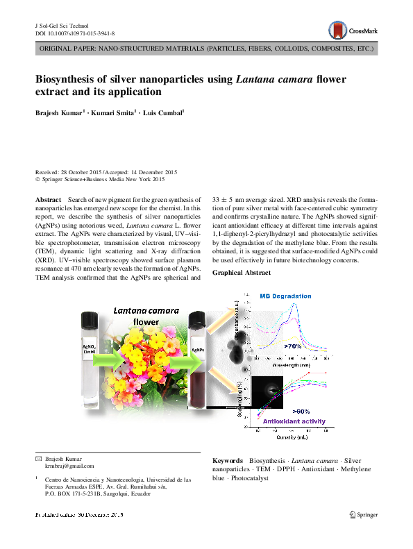 (PDF) Biosynthesis of Silver Nanoparticles Using Latex from Few Euphorbian Plants and Their ...