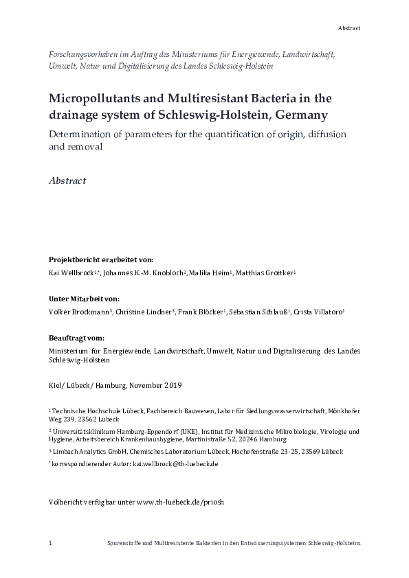(PDF) Micropollutants and Multiresistant Bacteria in the drainage ...