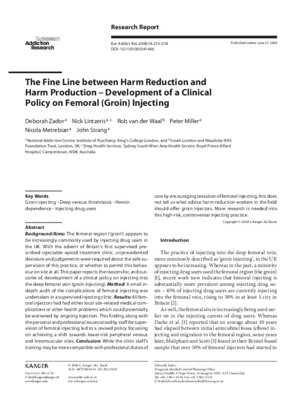 (PDF) The Fine Line between Harm Reduction and Harm Production ...
