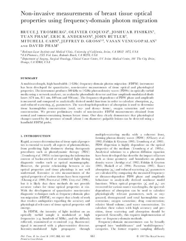 (PDF) Non–invasive measurements of breast tissue optical properties using frequency–domain ...