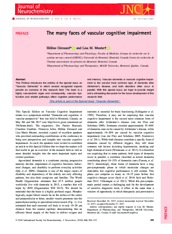 (PDF) The many faces of vascular cognitive impairment | Lisa Munter ...
