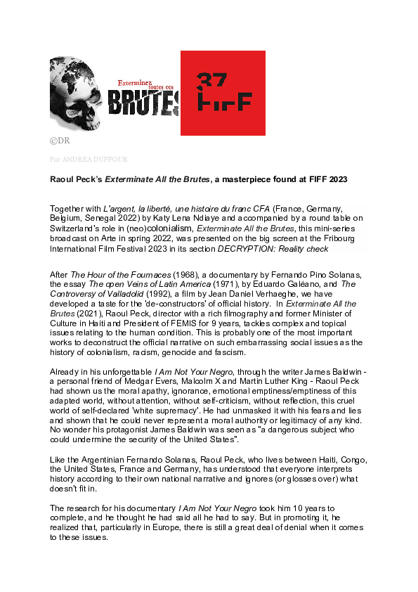 (DOC) Colonialism: Exterminate All the Brutes by Andrea Duffour