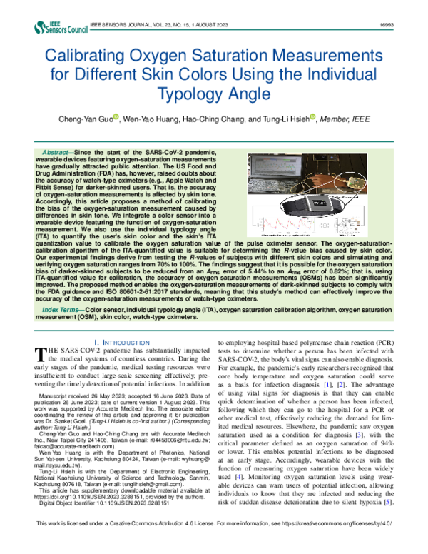 (PDF) Calibrating Oxygen Saturation Measurements for Different Skin ...