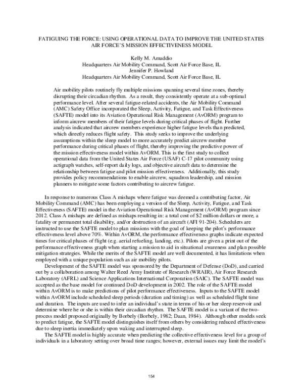 (PDF) Fatiguing the Force: Using Operational Data to Improve the United ...