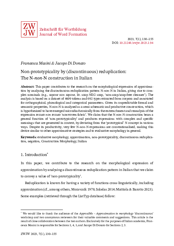 (PDF) Non-prototypicality by (discontinuous) reduplication: The N-non-N ...