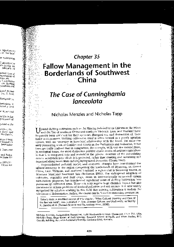 (PDF) Fallow Management in the Borderlands of Southwest China