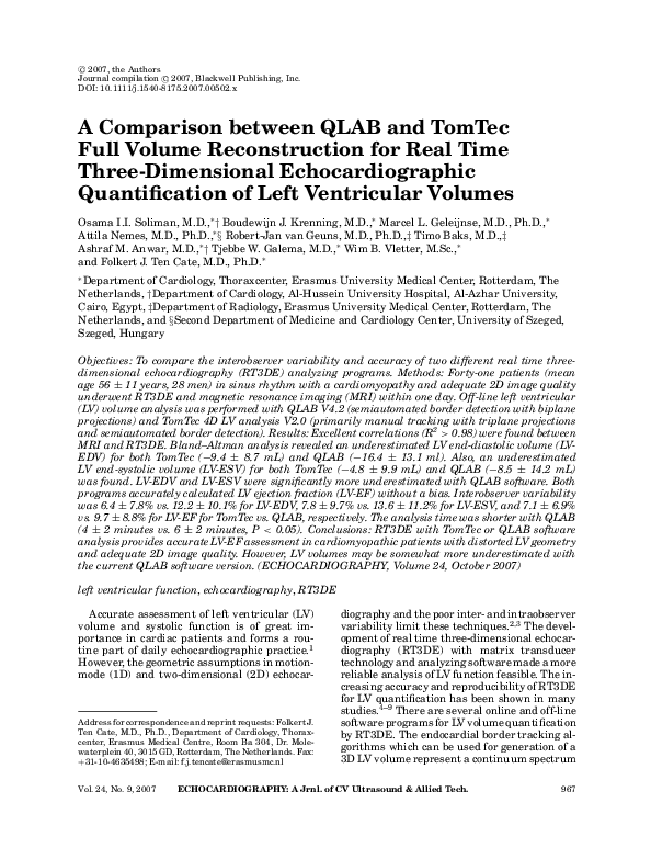 (PDF) A Comparison between QLAB and TomTec Full Volume Reconstruction ...