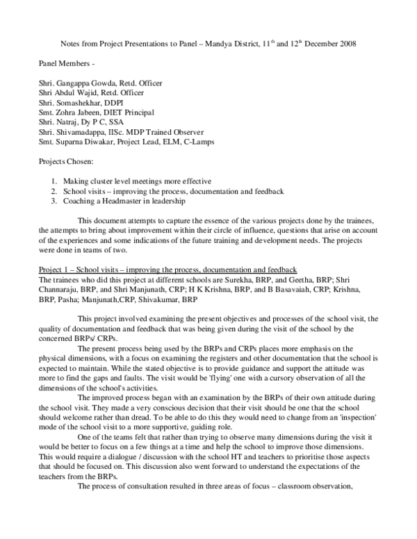 (PDF) Mandya Project Presentation Notes