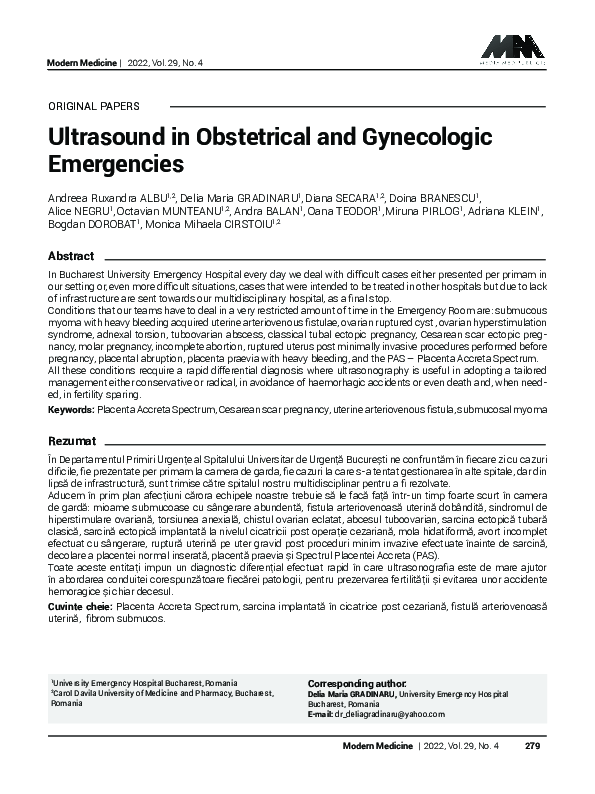 (PDF) Ultrasound in Obstetrical and Gynecologic Emergencies