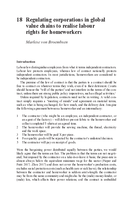 (PDF) Regulating corporations in global value chains to realise labour ...