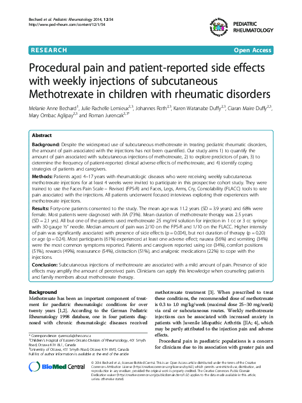 (PDF) Procedural pain and patient-reported side effects with weekly ...