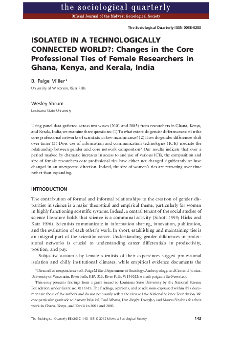 (PDF) ISOLATED IN A TECHNOLOGICALLY CONNECTED WORLD?: Changes in the ...