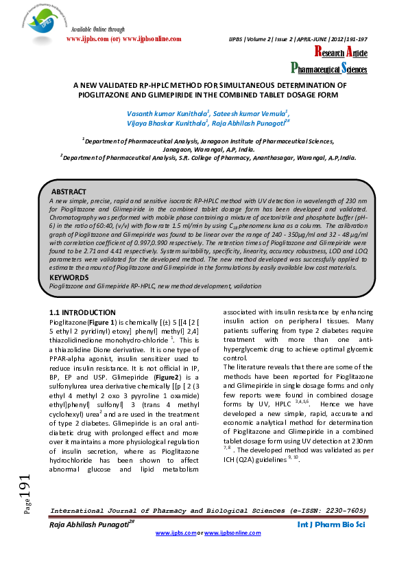 (PDF) Pharmaceutical Sciences A NEW VALIDATED RP-HPLC METHOD FOR SIMULTANEOUS DETERMINATION OF ...