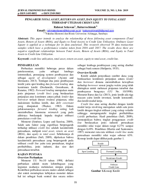 (PDF) Pengaruh Total Asset, Return on Asset, Dan Equity to Total Asset ...
