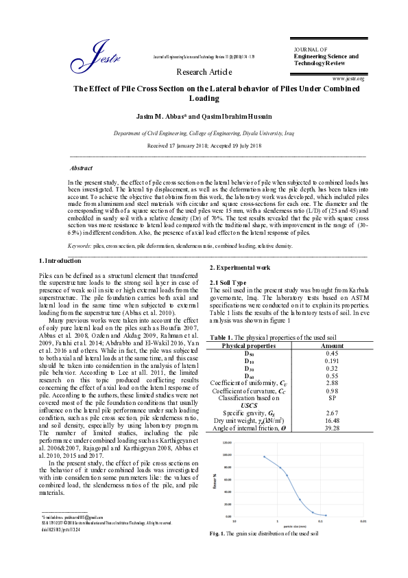 (PDF) The Effect of Pile Cross Section on the Lateral behavior of Piles Under Combined Loading