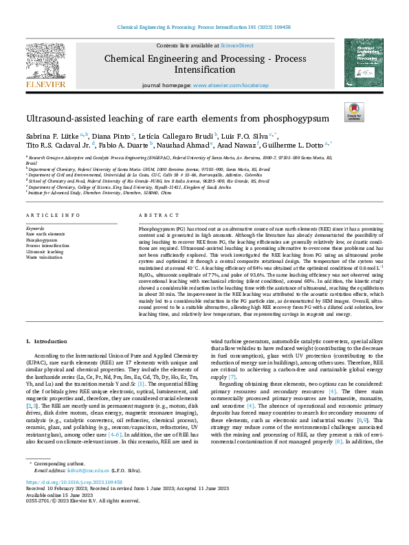 (PDF) Ultrasound-assisted leaching of rare earth elements from ...
