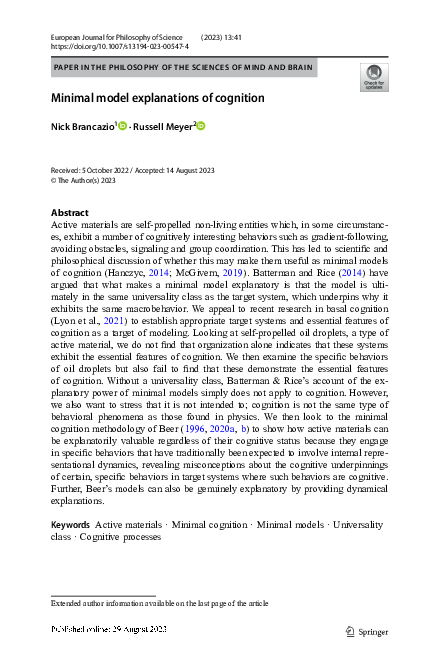 (PDF) Minimal Model Explanations of Cognition