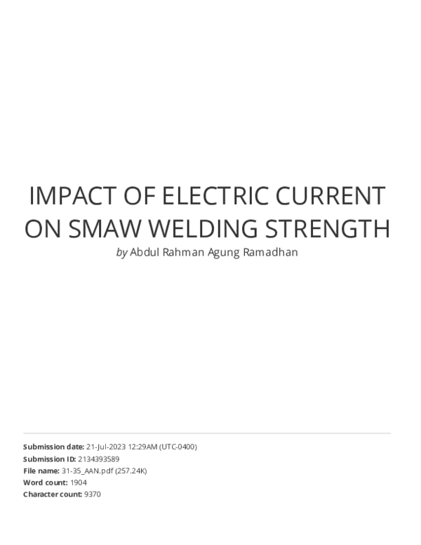 (PDF) Impact of Electric Current on Smaw Welding Strength