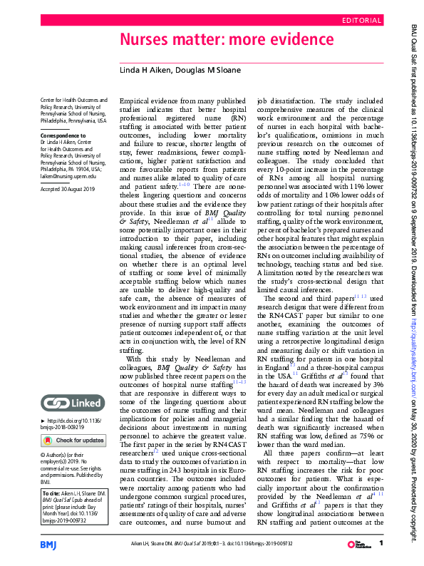 (PDF) Nurses matter: more evidence