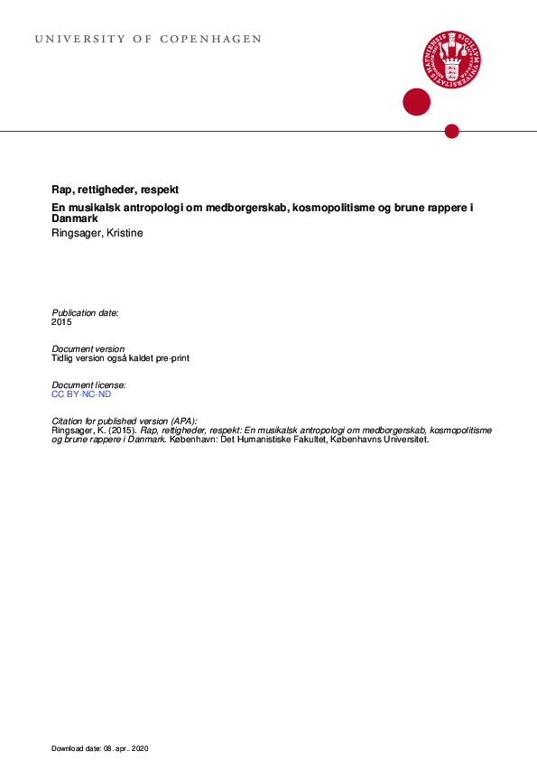 (PDF) RAP, RETTIGHEDER, RESPEKT: En musikalsk antropologi om ...