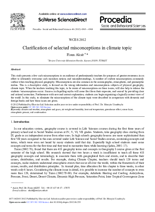 (PDF) Clarification of Selected Misconceptions in Climate Topic