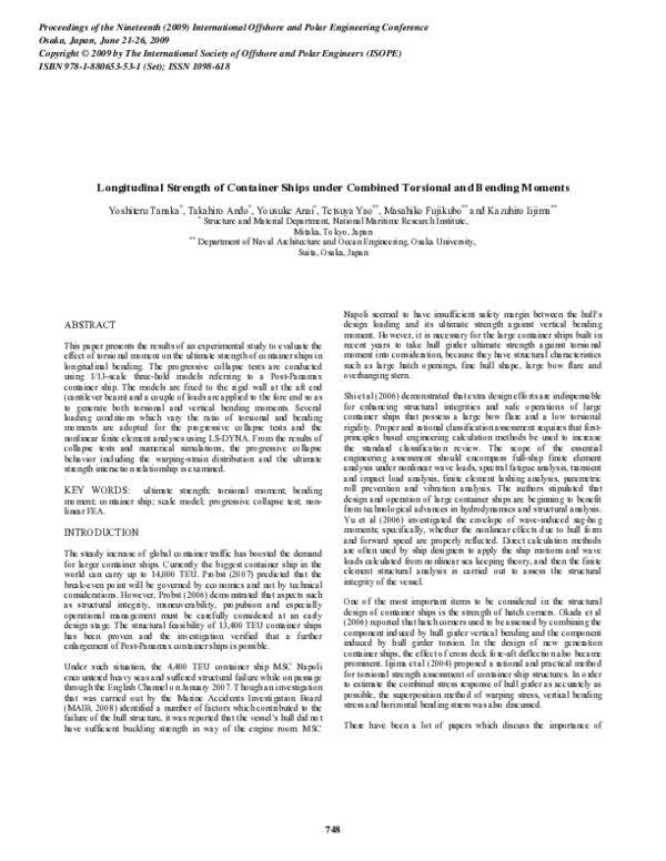 (PDF) Longitudinal Strength of Container Ships Under Combined Torsional ...