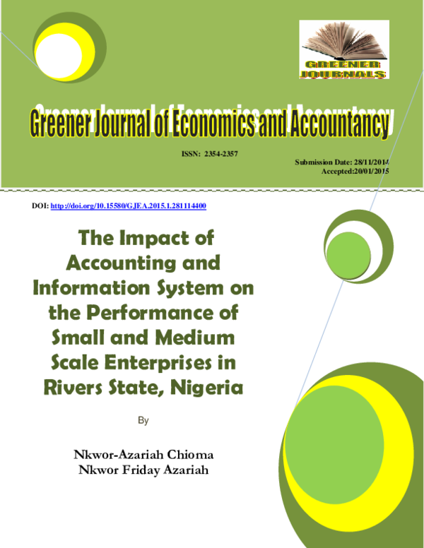 (PDF) The Impact of Accounting and Information System on the Performance of Small and Medium ...