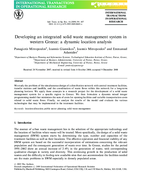 (PDF) Developing an integrated solid waste management system in western ...