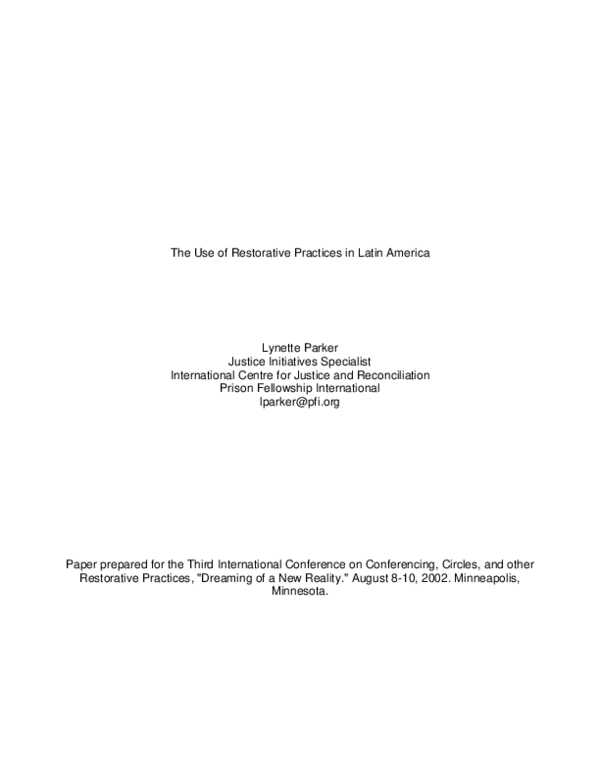 (PDF) The Use of Restorative Practices in Latin America | Pedro Scuro ...