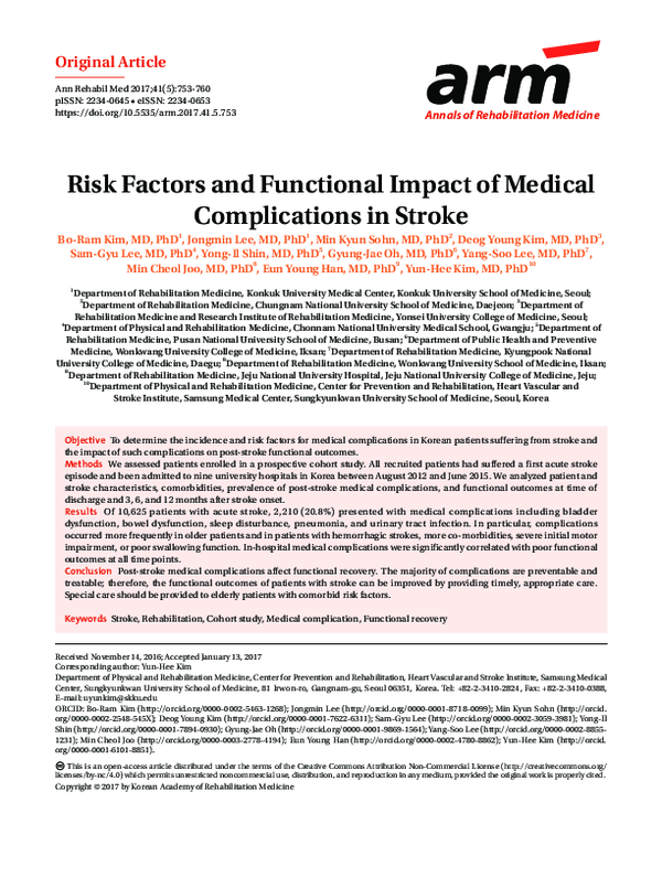 (PDF) Risk Factors and Functional Impact of Medical Complications in Stroke
