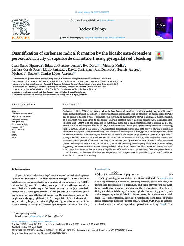 (PDF) Quantification of carbonate radical formation by the bicarbonate ...