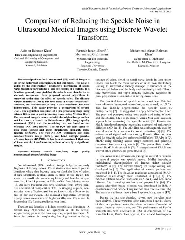 (PDF) Comparison of Reducing the Speckle Noise in Ultrasound Medical Images using Discrete ...