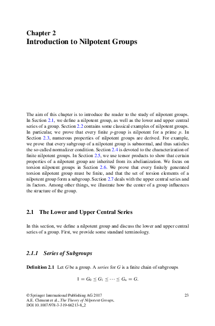 (PDF) Introduction to Nilpotent Groups