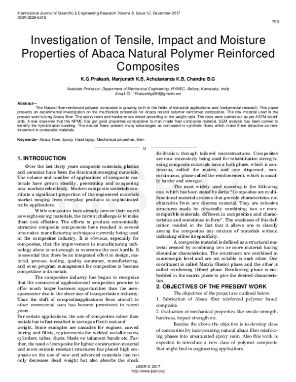 (PDF) Investigation of Tensile, Impact and Moisture Properties of Abaca ...