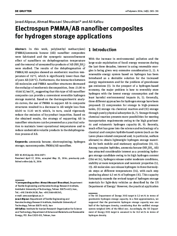 (PDF) Electrospun PMMA/AB nanofiber composites for hydrogen storage ...