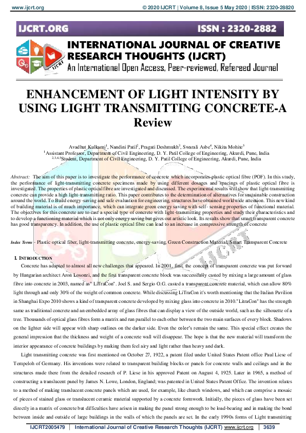 (PDF) ENHANCEMENT OF LIGHT INTENSITY BY USING LIGHT TRANSMITTING ...
