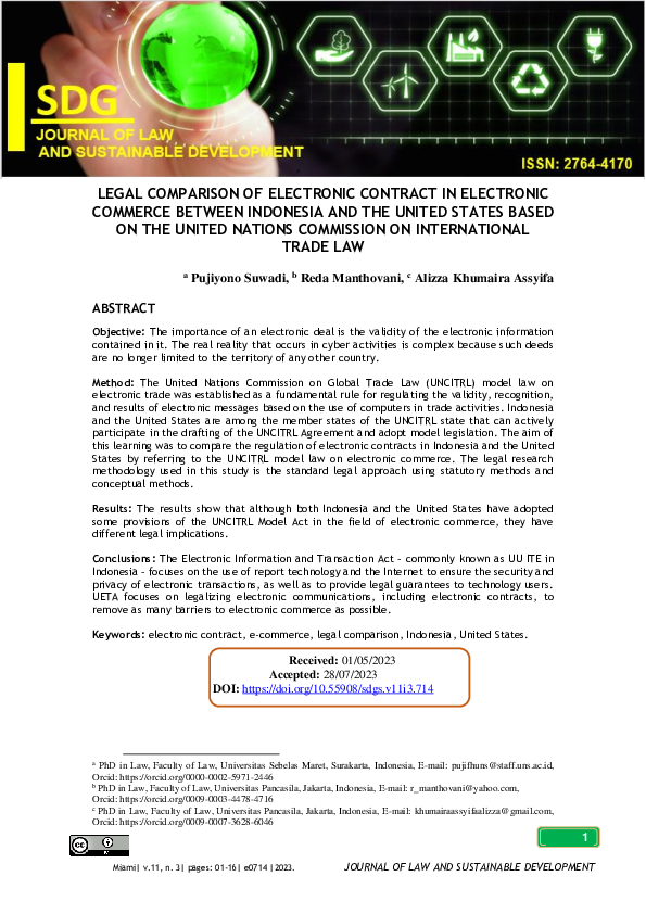 (PDF) Legal Comparison of Electronic Contract in Electronic Commerce ...