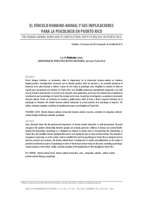 (PDF) The Human-Animal Bond and Its Implications for Psychology in ...