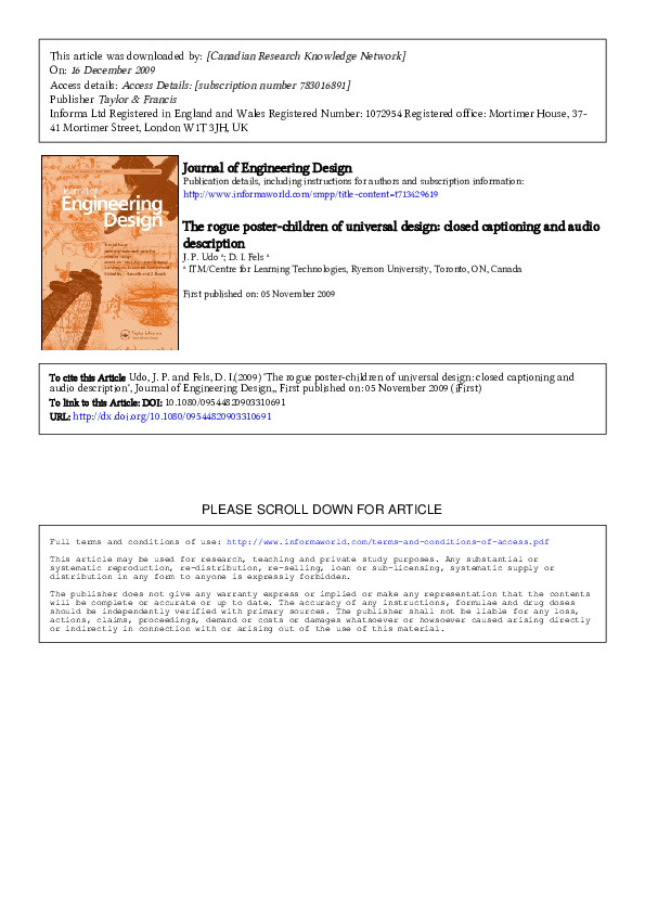 (PDF) The rogue poster-children of universal design: closed captioning ...