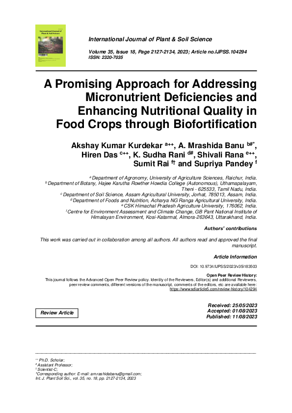 (PDF) A Promising Approach for Addressing Micronutrient Deficiencies ...