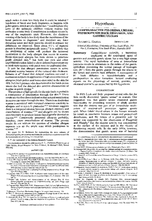 (PDF) Campylobacter Pyloridis, Urease, Hydrogen Ion Back Diffusion, and ...