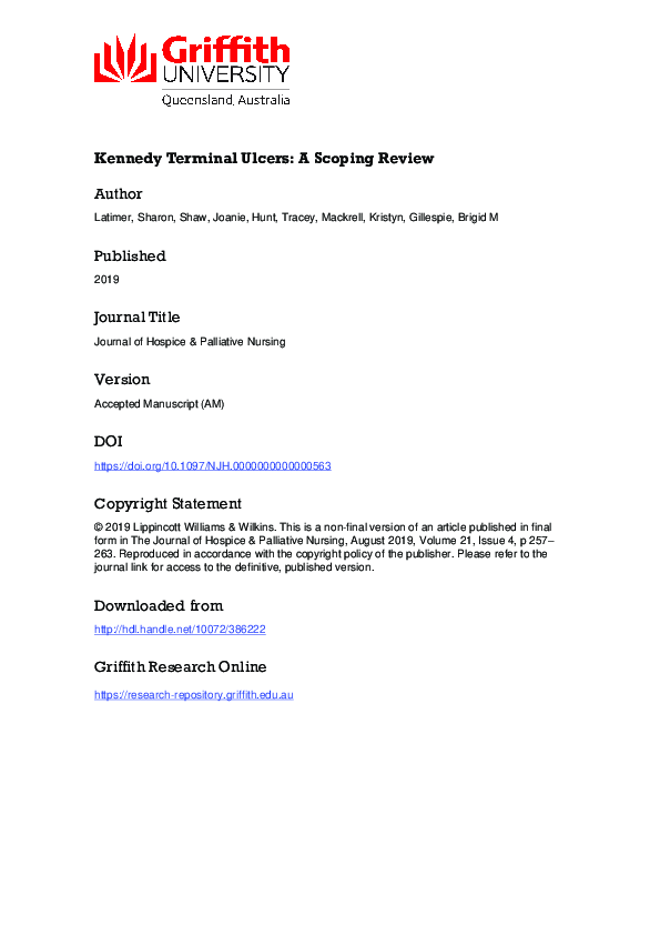 (PDF) Kennedy Terminal Ulcers
